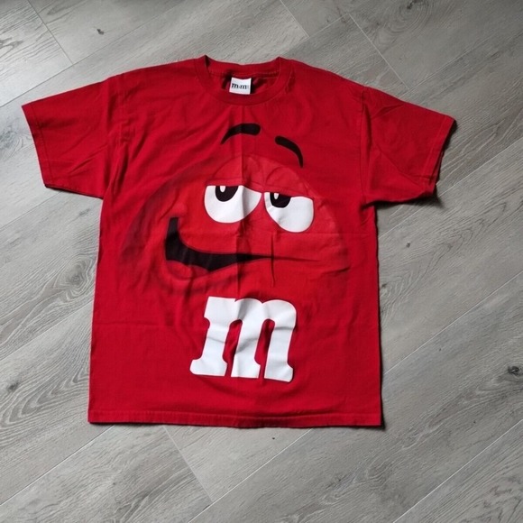 M&M'S | Shirts | Vintage Red Mm Shirt L Large Print Short Sleeve Cotton ...